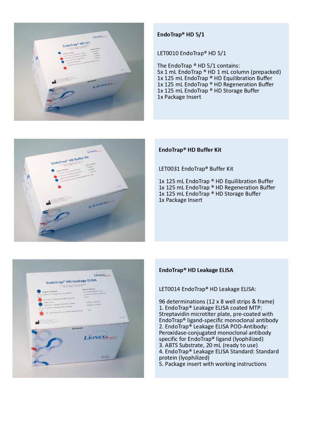 Endotoxin removal products EndoTrap®HD Kit & red Kit(LIONEX) - Linkseas Diagnostic Marketplace